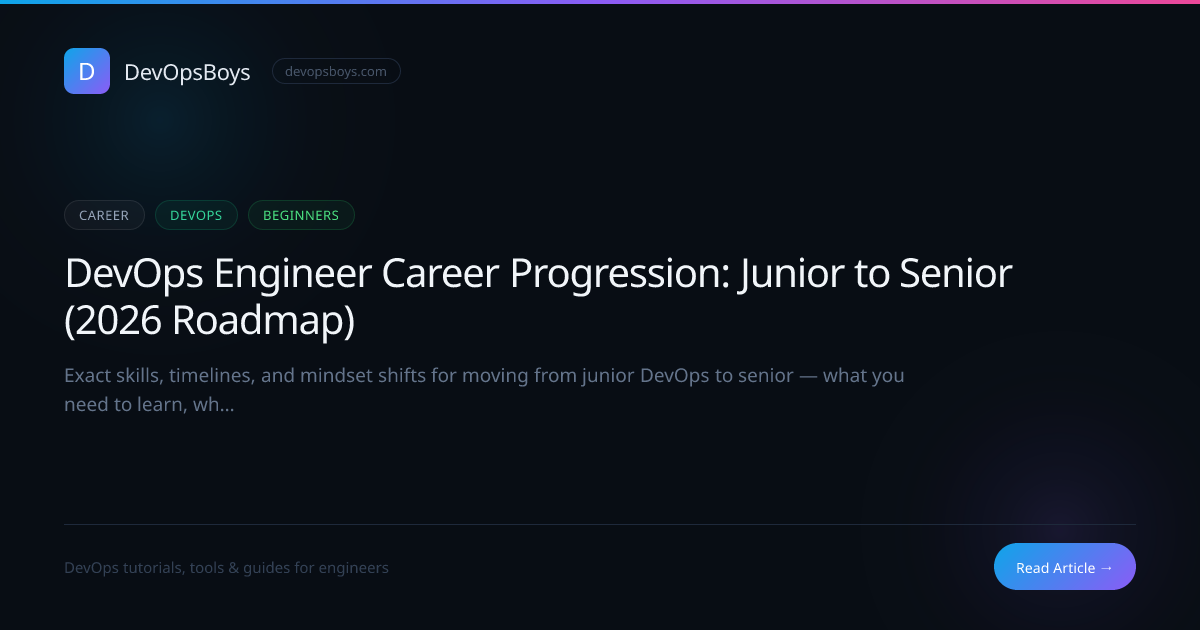 DevOps Engineer Career Progression: Junior to Senior (2026 Roadmap ...
