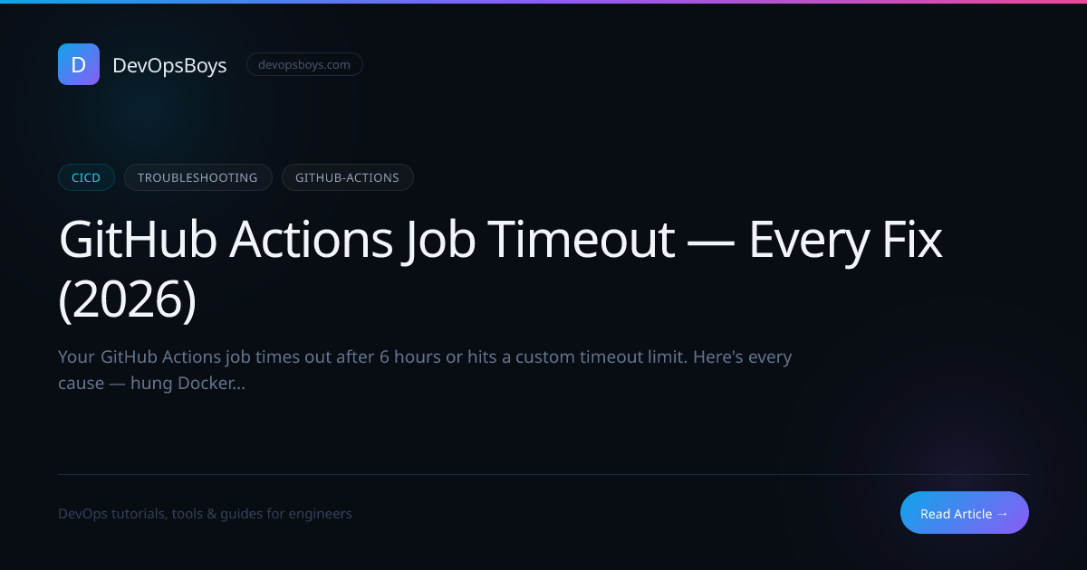 GitHub Actions Job Timeout — Every Fix (2026) | DevOpsBoys