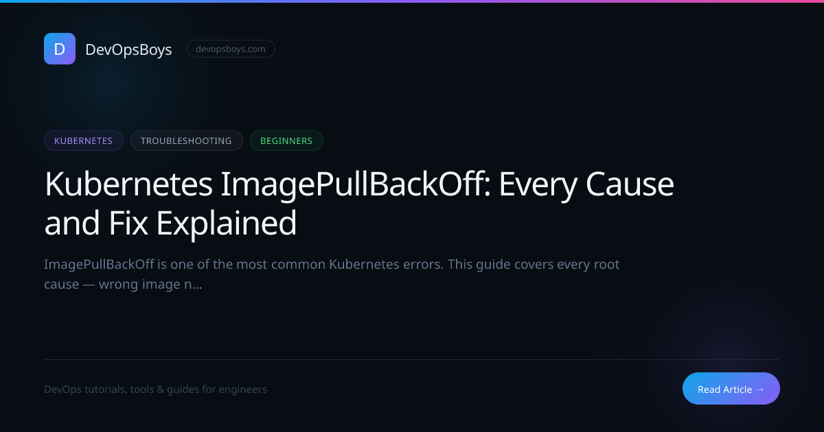 Kubernetes ImagePullBackOff: Every Cause and Fix Explained | DevOpsBoys