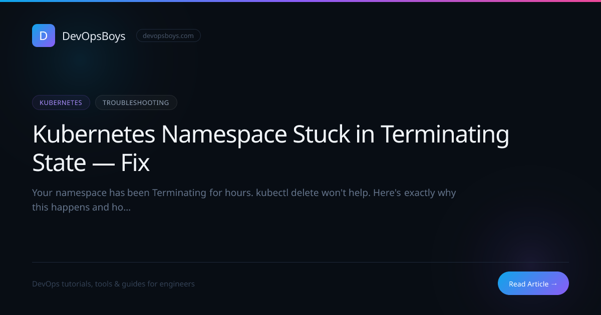 Kubernetes Namespace Stuck in Terminating State — Fix | DevOpsBoys