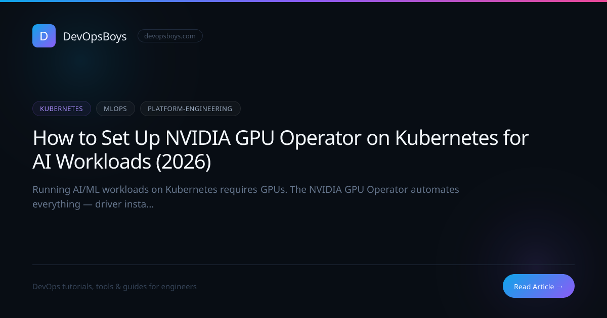 How to Set Up NVIDIA GPU Operator on Kubernetes for AI Workloads (2026 ...