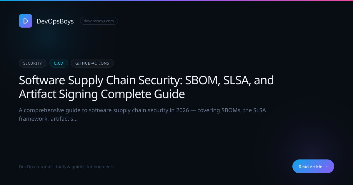 Software Supply Chain Security: SBOM, SLSA, and Artifact Signing ...